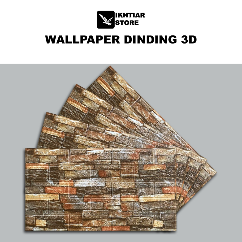 Jual Corak Orange Wallpaper Dinding Foam Timbul 3D Bata Classic Brick ...