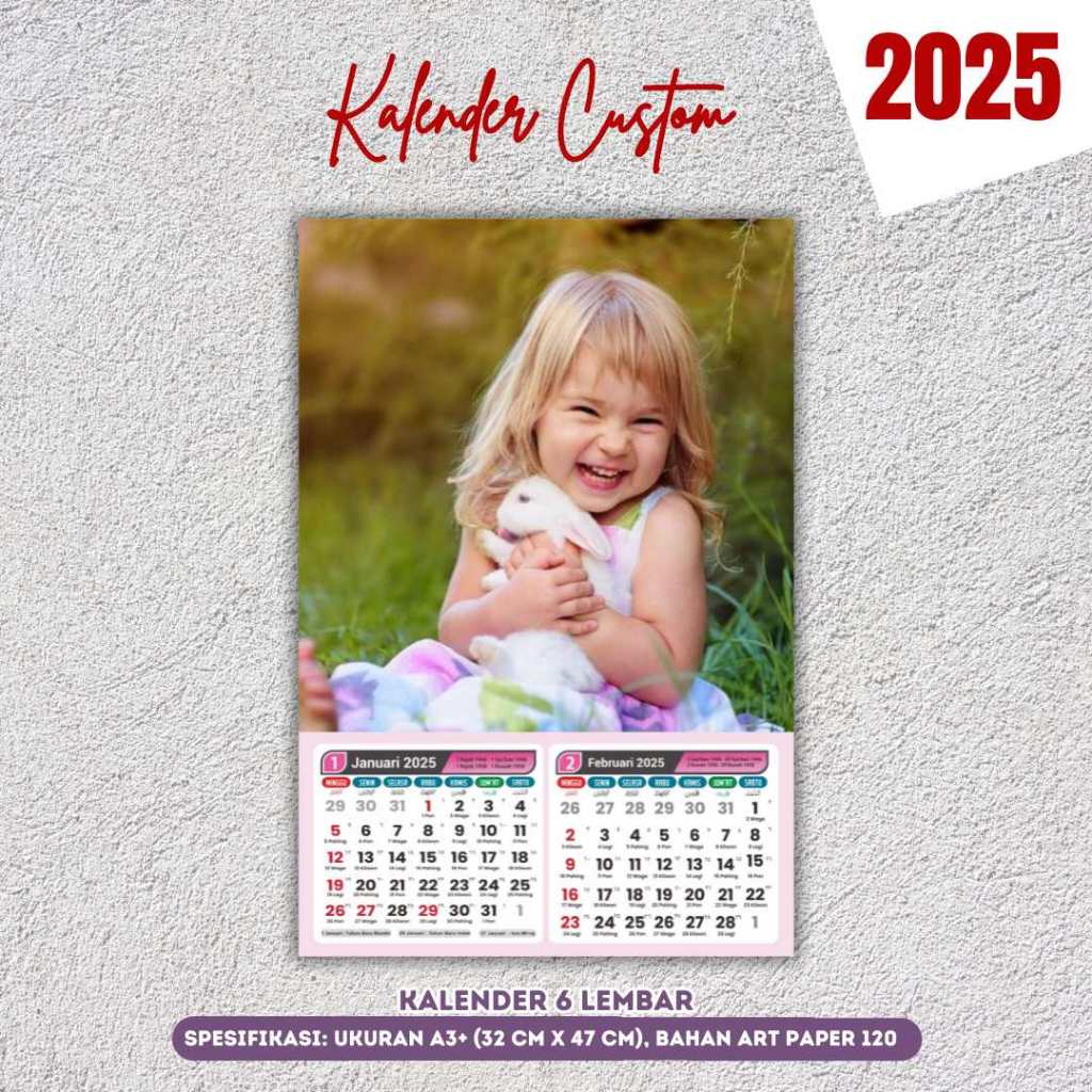 Jual kalender dinding isi 6 lembar 2025/kalender anak custom | Shopee ...