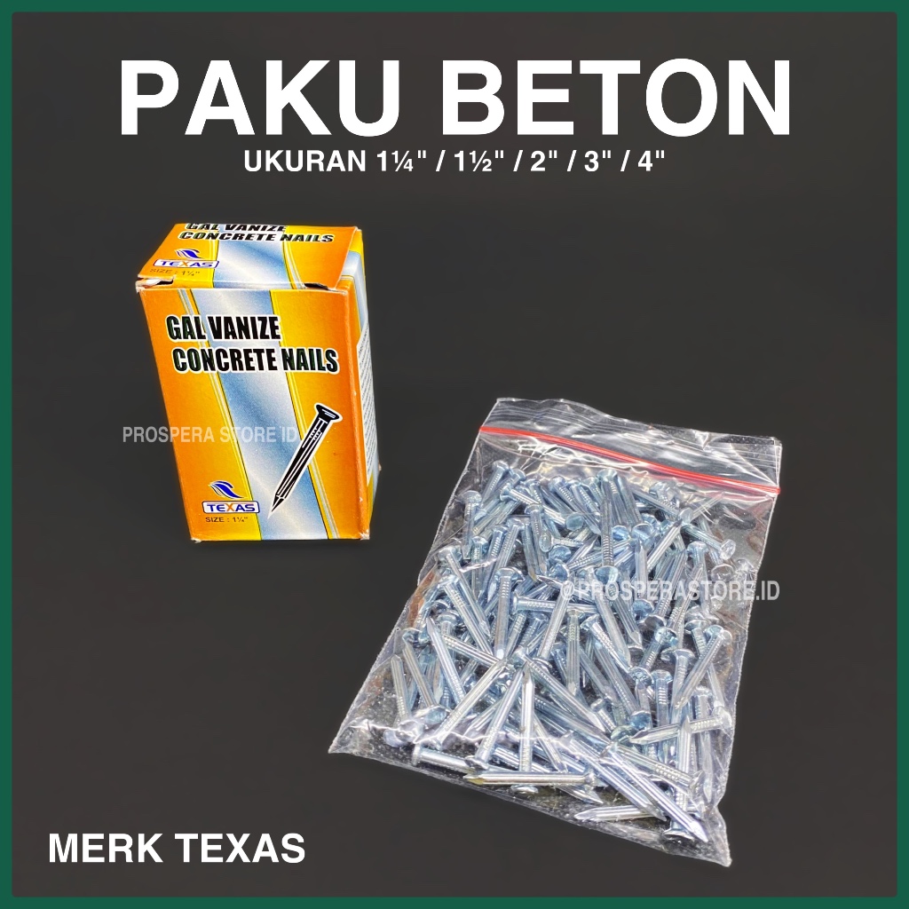 Jual Paku Beton 1 1/4 - 1 1/2 - 2 - 3 - 4 Inch merk TEXAS / Paku Cor Kotak | Shopee Indonesia