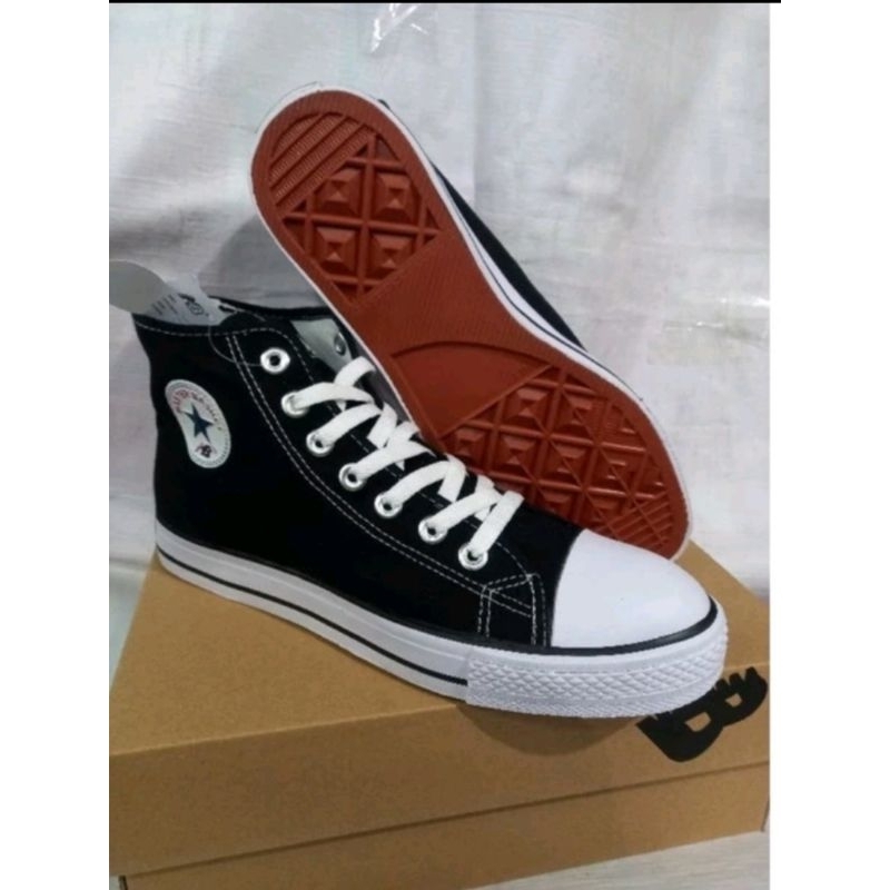 Jual sepatu sekolah warrior tinggi mb/master basket hitam putih ...