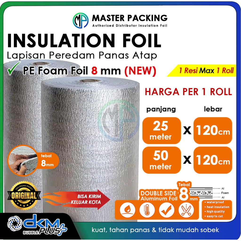 Jual Peredam Panas Atap PE Foam 8mm Insulation Foil Roll 120cm x ...