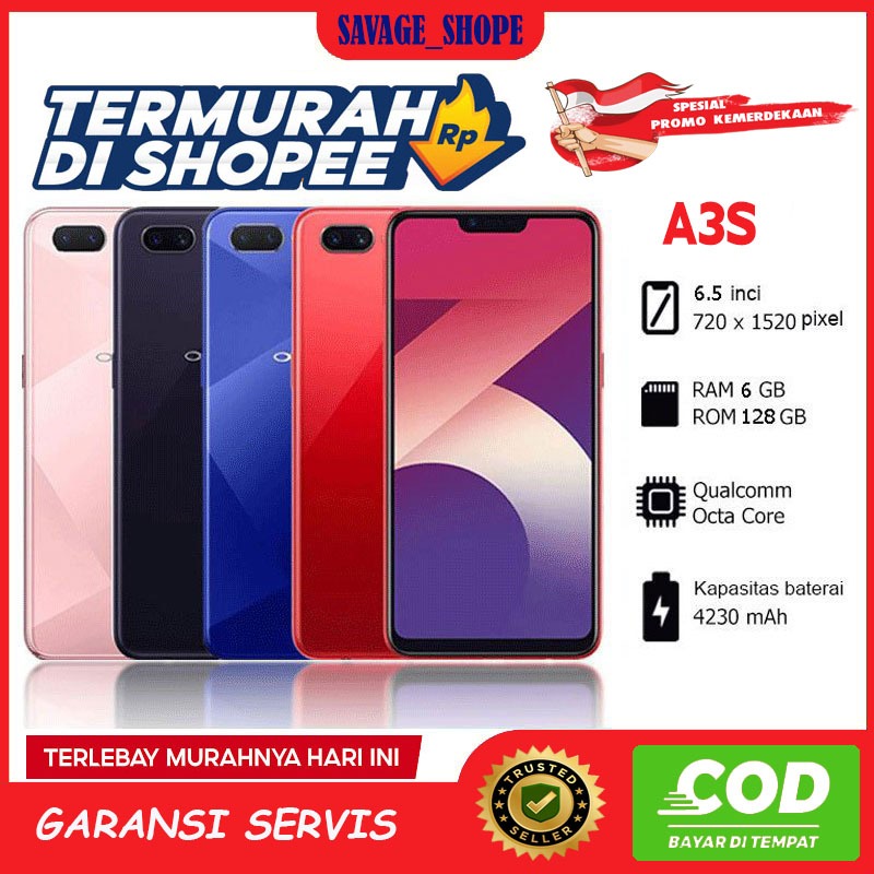 Jual OPPO A3S RAM 6/128 GB SMARTPHONE ANDROID HARGA MERDEKA, GARANSI 1 TAHUN. | Shopee Indonesia