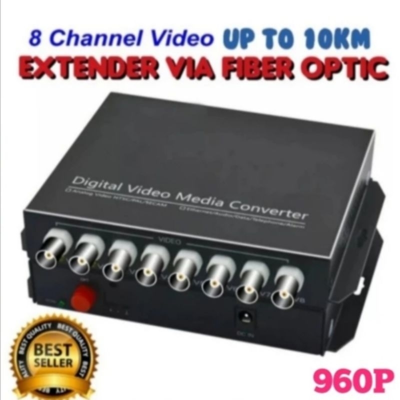 Jual Extender Video CCTV Bnc 8 Channel Via with fiber optic FO up to 10 ...