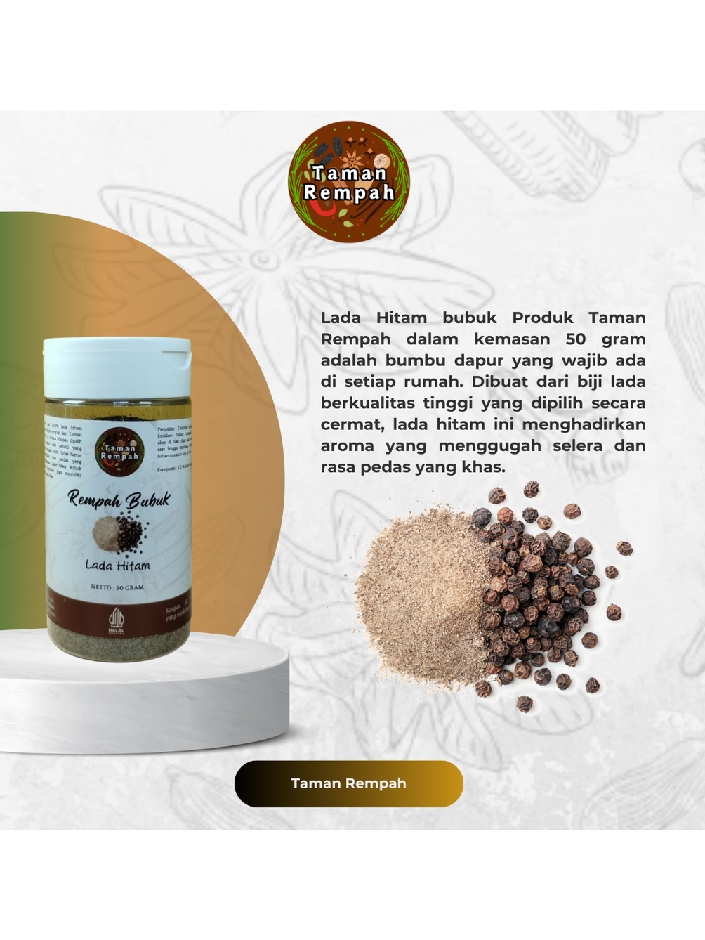 Jual Lada Hitam Bubuk 50 gram Taman Rempah | Shopee Indonesia