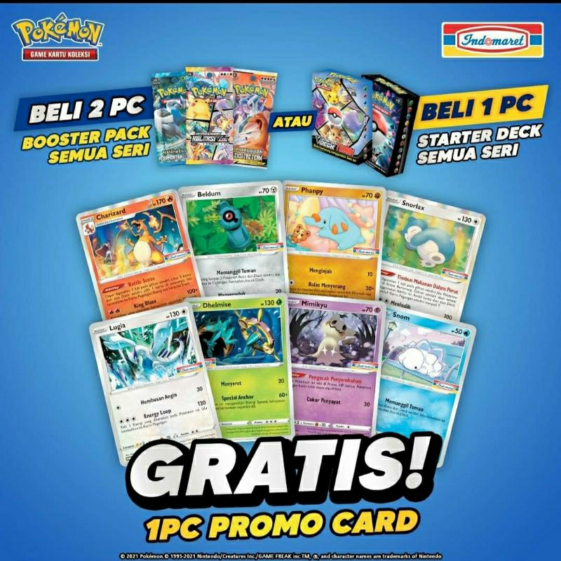 Jual Complete set Pokemon TCG Indonesia promo card Indomaret charizard snorlax lugia dll ...