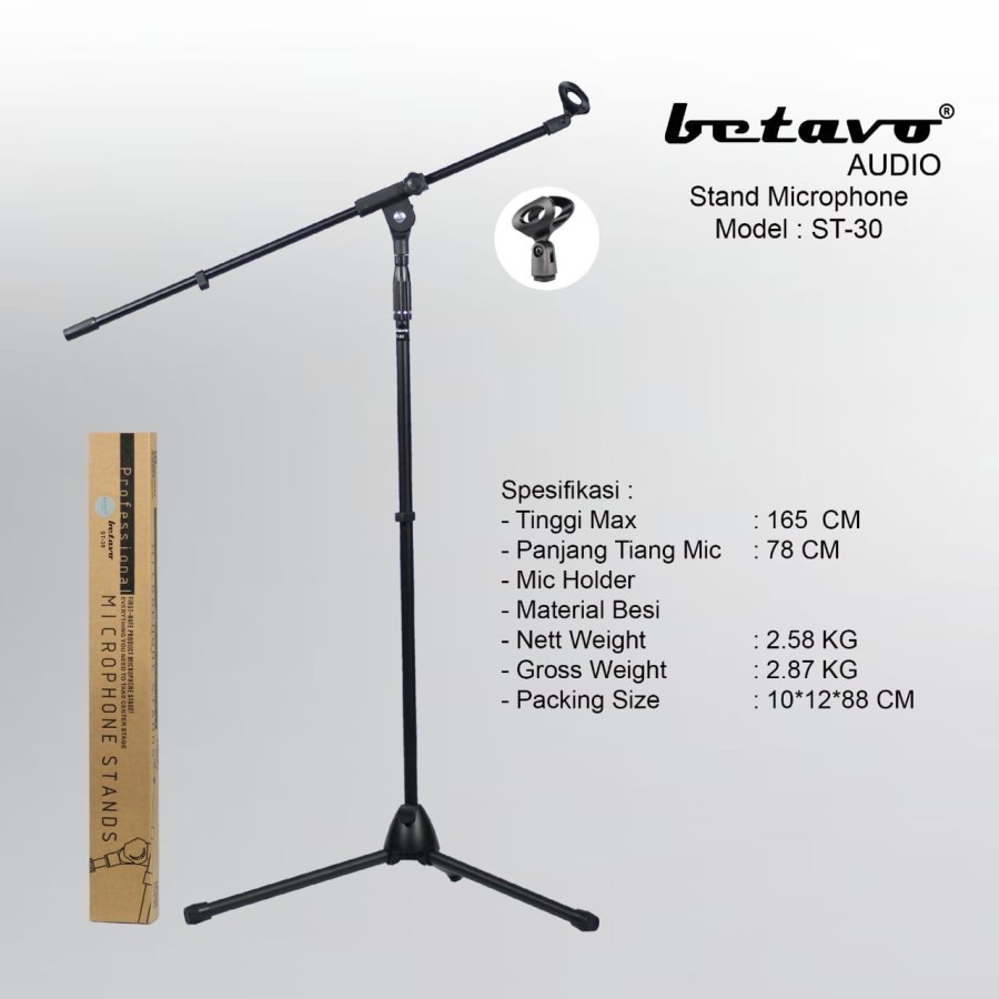 Jual Stand Mic Panjang BETAVO ST30 ST 30 ORIGINAL FULL BESI Tripod Lantai | Shopee Indonesia