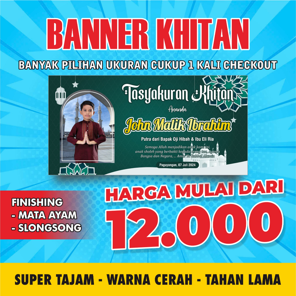 Jual TERMURAH Cetak Spanduk Banner TASYAKURAN KHITAN Banner Khitanan | Shopee Indonesia