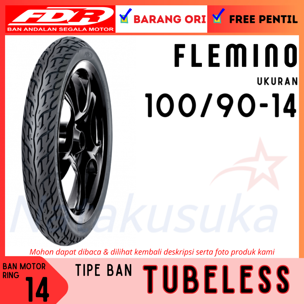 Jual Ban Motor FDR Flemino 100/90-14 Tubeless (TL) Motor Metic | Shopee Indonesia