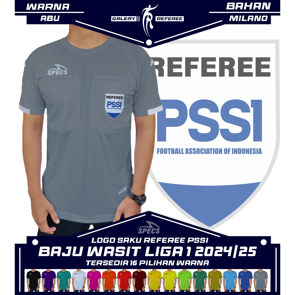 Jual Baju Wasit LOGO SAKU REFEREE PSSI - SPECS LIGA 1 2024/25 ( 16 ...