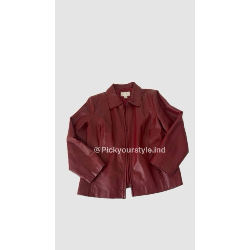 Jual [READYSTOCK] Jaket kulit merah maroon red leather jacket jaket ...