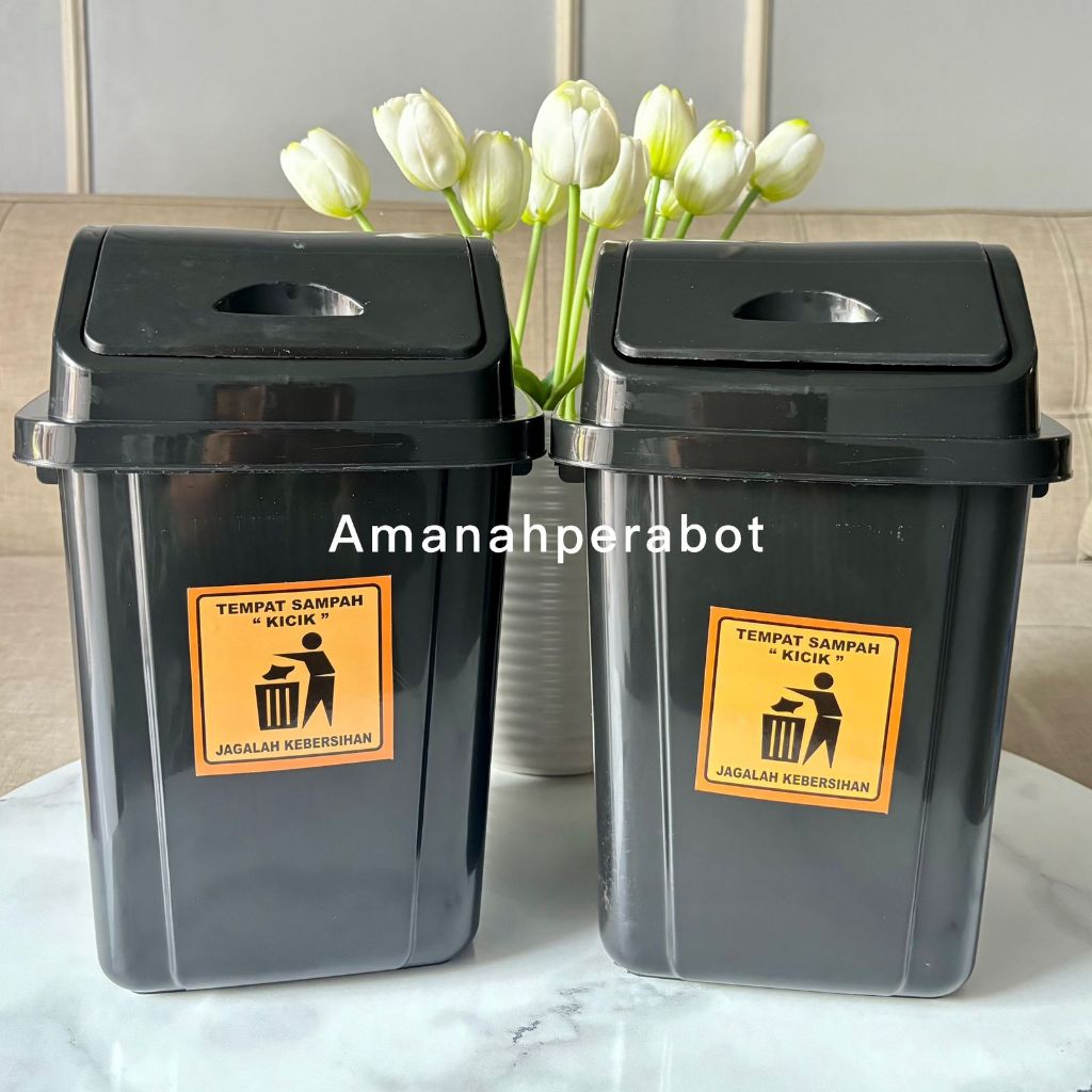 Jual Tempat Sampah Kicik Tutup Swing Tempat Sampah Mini Hitam 5Liter ...