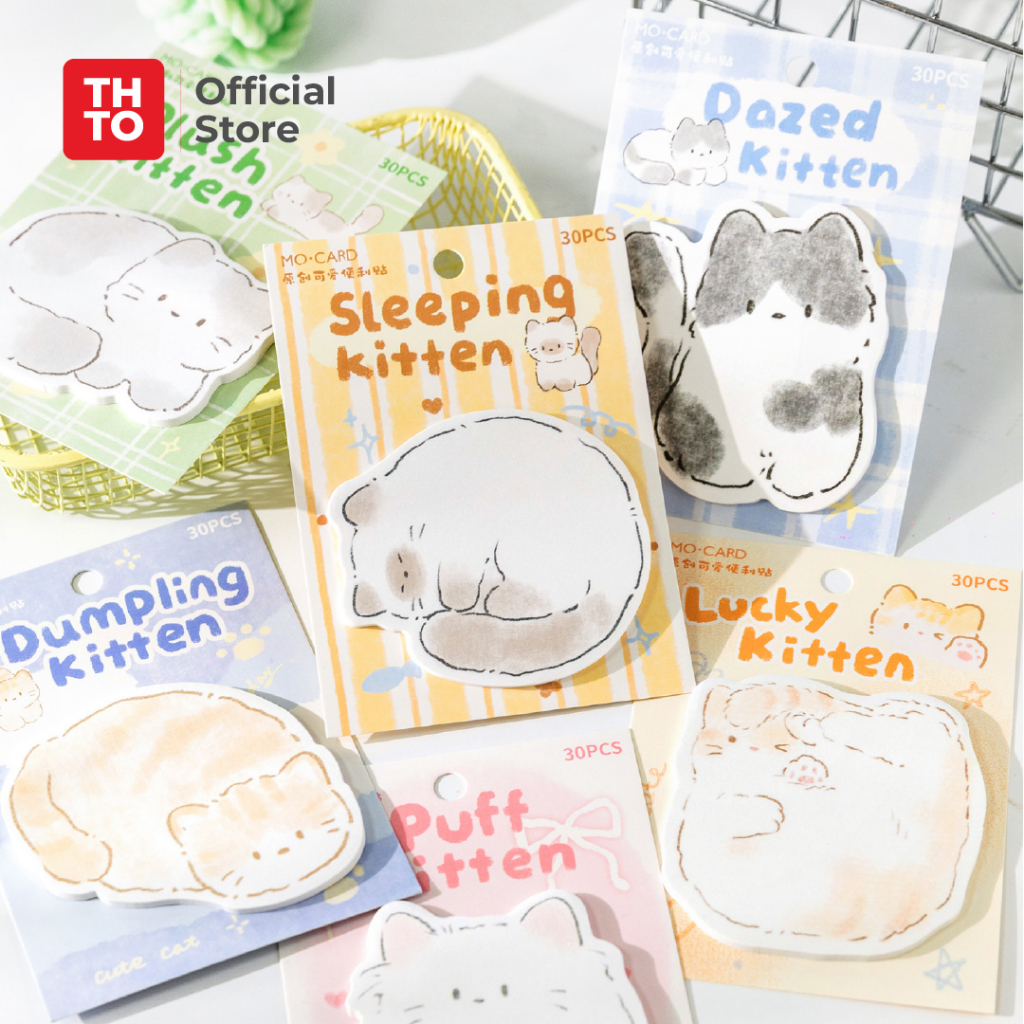 Jual THTO Sticker Sticky Paper Kertas Cute Kucing Kitty Cat 30 Pcs Note ...