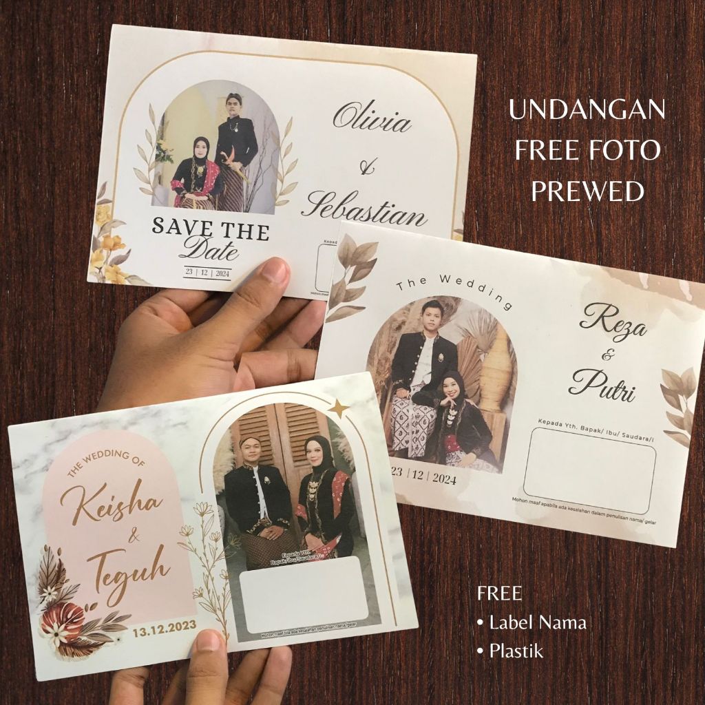 Jual Undangan Pernikahan Foto Prewedding Aestetic Vintage Elegan ...