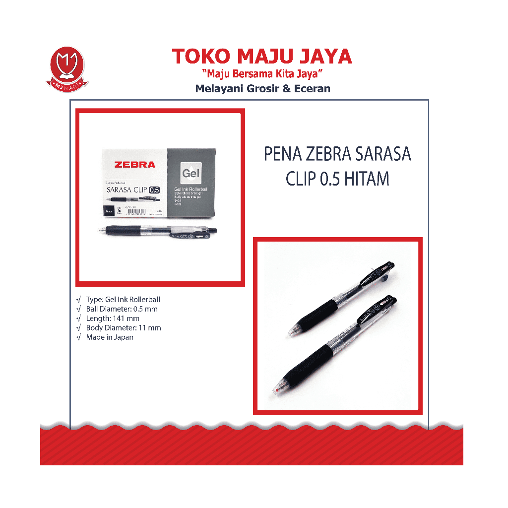 Jual PENA ZEBRA SARASA CLIP 0.5 HITAM | Shopee Indonesia