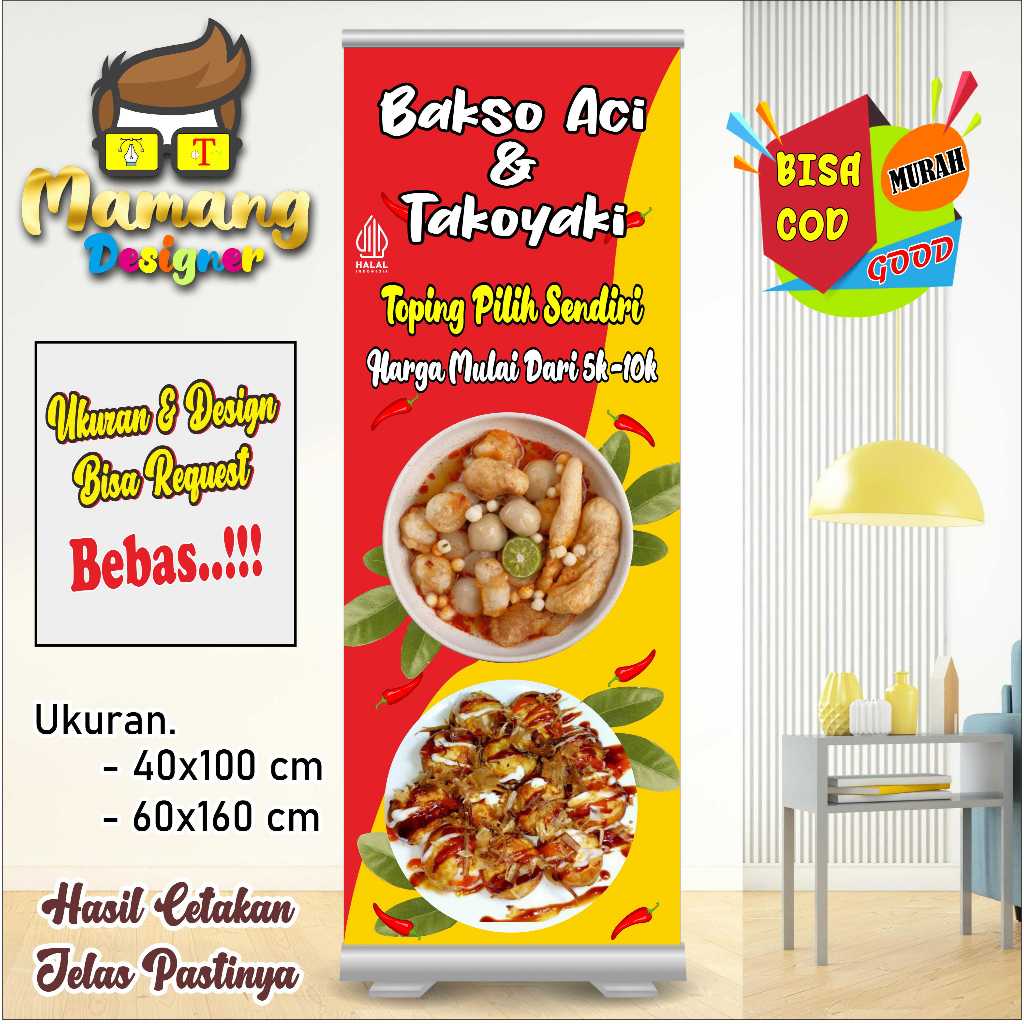 Jual Cetak Banner Spanduk MMT Jualan Bakso Aci Dan Takoyaki Bagus Murah ...