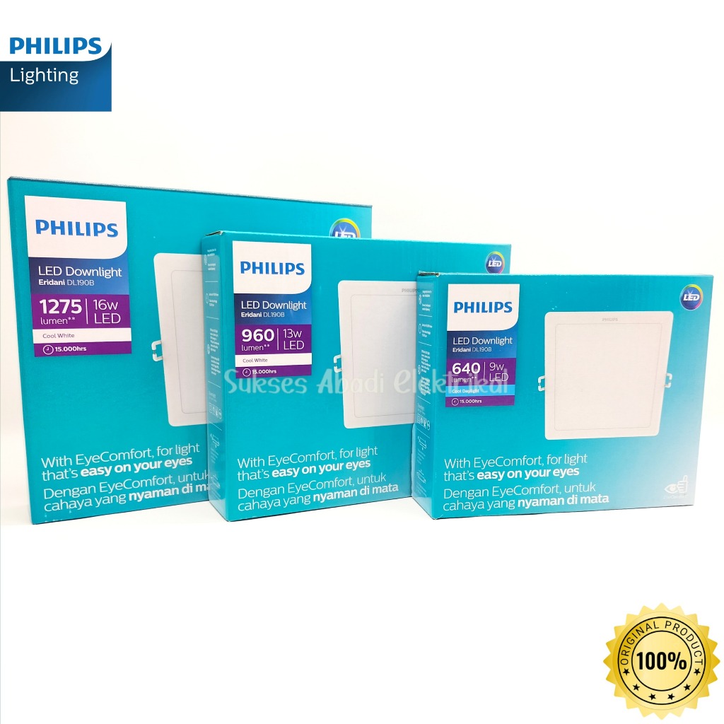 Jual Philips Downlight Panel Eridani DL190B Kotak / Square LED | Shopee Indonesia