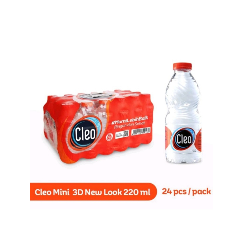 Jual CLEO AIR MINERAL BOTOL MINI 220 ML ISI 24 BOTOL PER DUS KEMASAN BARU | Shopee Indonesia