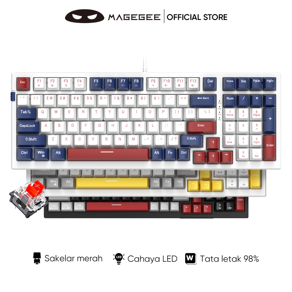 Jual MAGEGEE Mechanical Keyboard Wired Gaming LED Light 95% Layout Blue ...