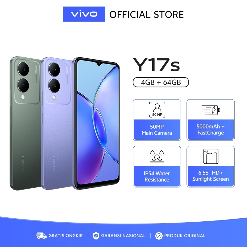 Jual vivo Y17s (4/64) - 50MP Camera, 15W FlashCharge+5000mAH, Dynamic ...