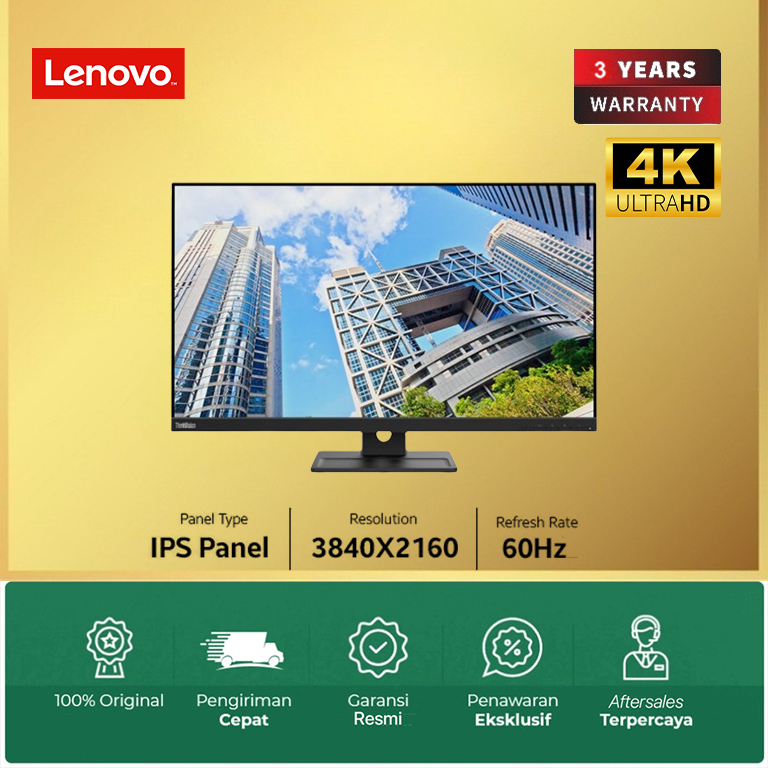 Jual Monitor LED Lenovo ThinkVision E28U-20 - 4K UHD 28" Inch | Shopee ...