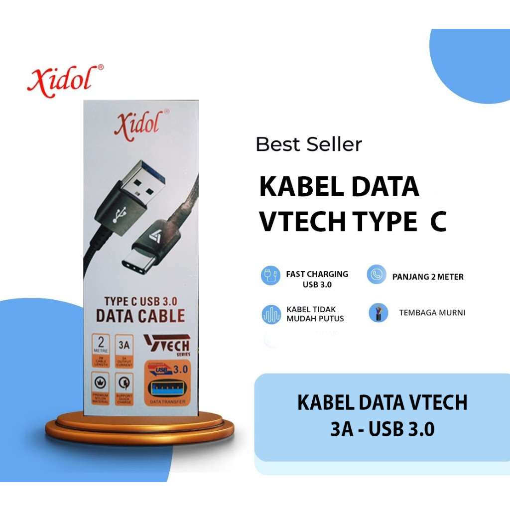 Jual KABEL XIDOL VTECH USB 3.0 TYPE C - BERGARANSI | Shopee Indonesia