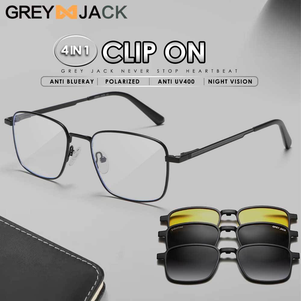 Jual Grey Jack Kacamata Clip On 4in1 Free Lens Polarized Bahan Metal Ringan Fashion Pria Wanita ...