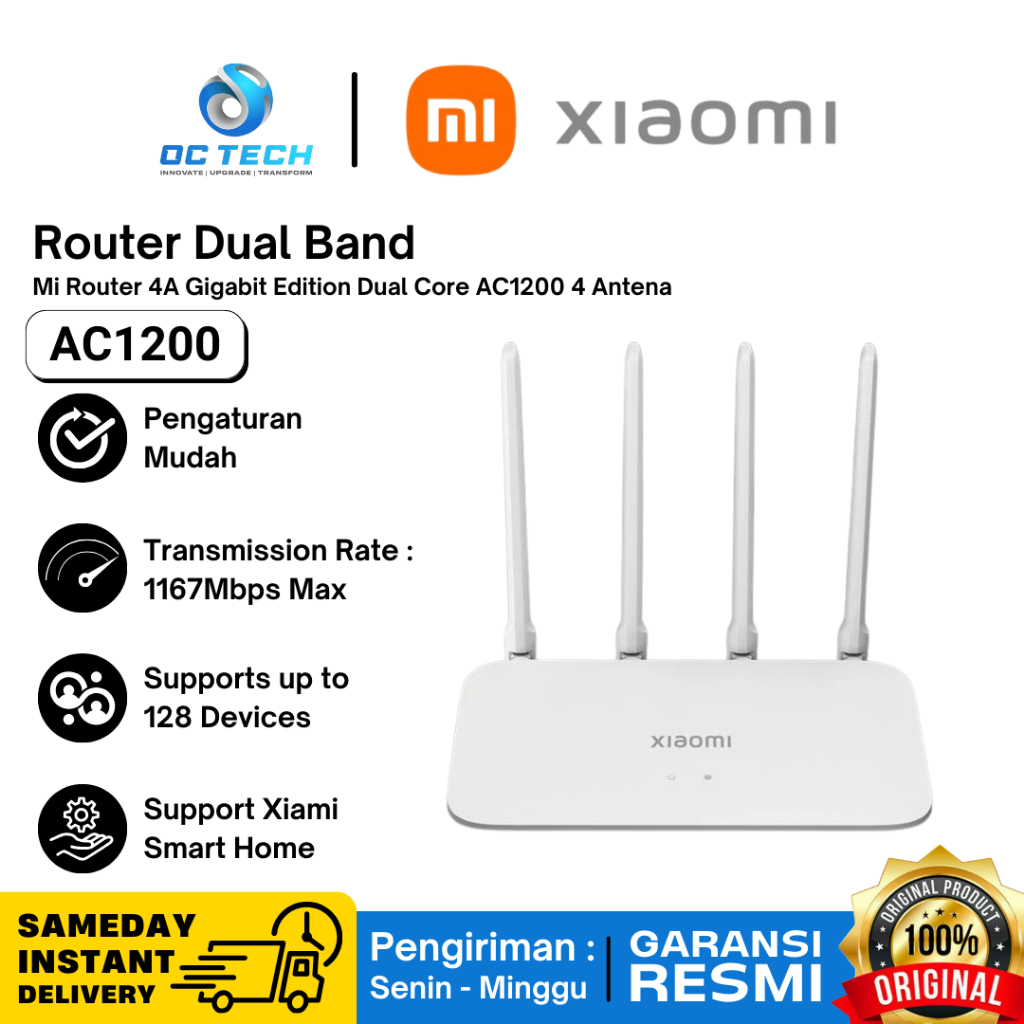 Jual Xiaomi Mi Wifi Router AC1200 Dual Core Full Gigabit Dual Band WiFi up to 1167Mbps Garansi ...