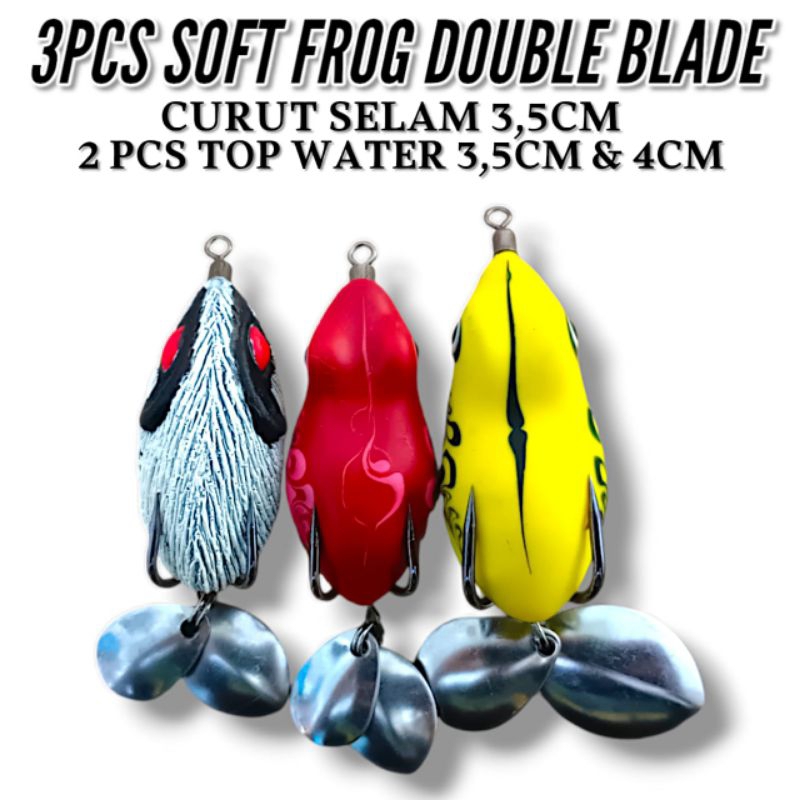Jual PAKET 3PCS SOFT FROG DOUBLE BLADE TANPA KEMASAN. CURUT SELAM DAN ...