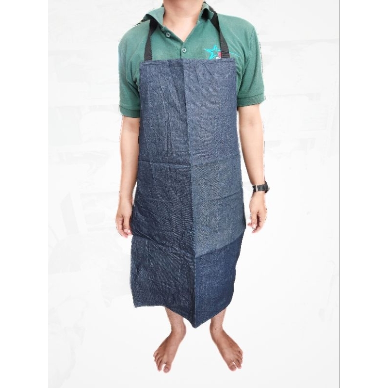 Jual apron dada blue jeans clemek las | Shopee Indonesia