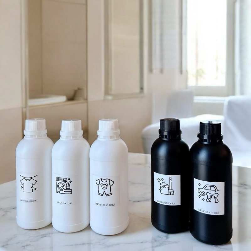 Jual BOTOL LAUNDRY ROOM 500ML HITAM PUTIH LABEL GAMBAR LAUNDRY ...