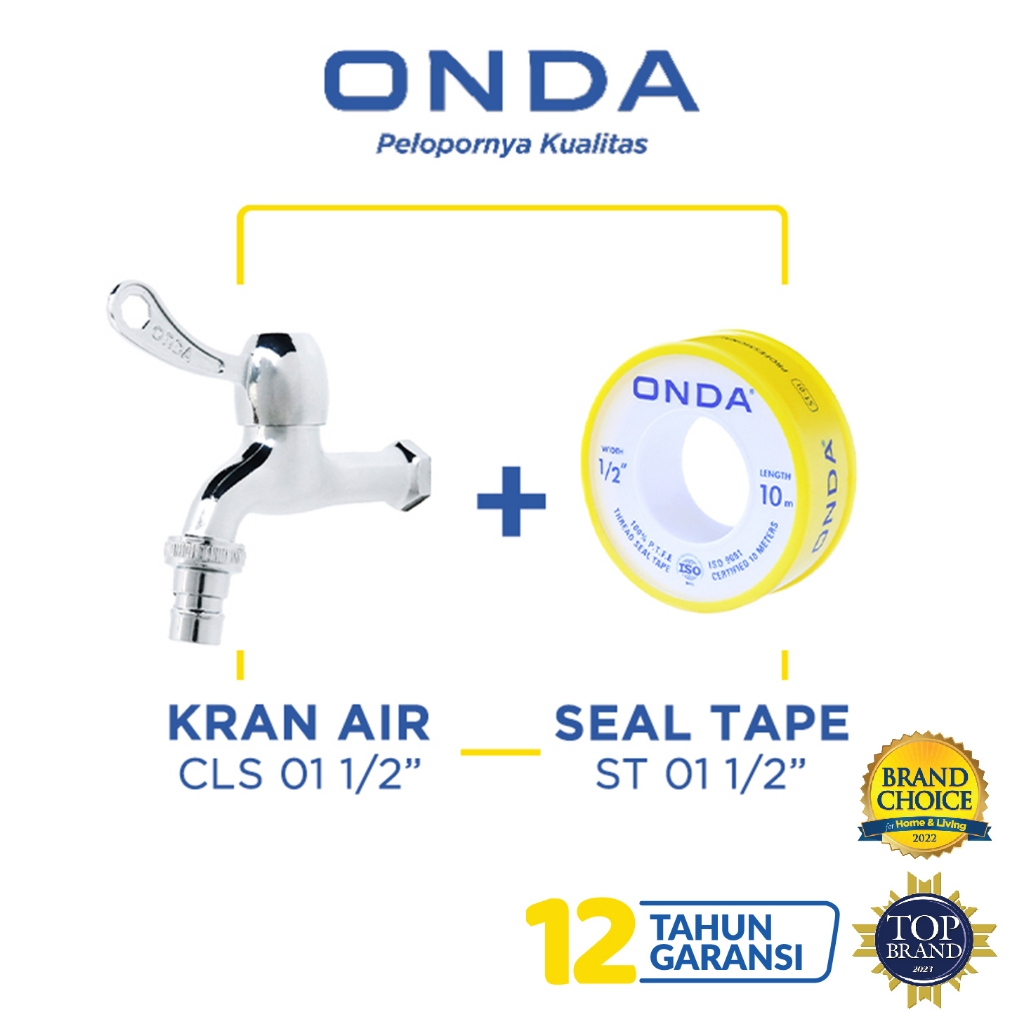 Jual ONDA Kran Air Tembok CLS 01 1/2” + Seal Tape ST 01 1/2” | Shopee ...