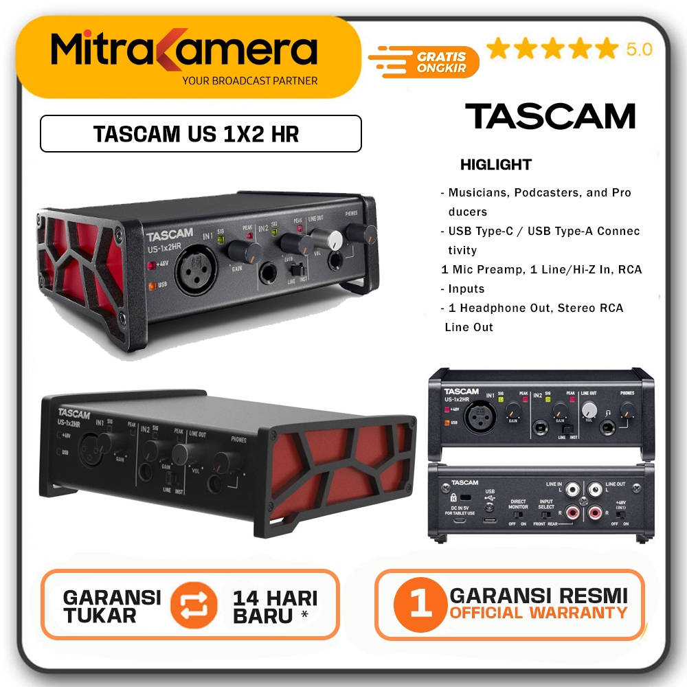 Jual TASCAM US-1x2HR Desktop 2x2 USB Type-C Audio Interface | Shopee Indonesia