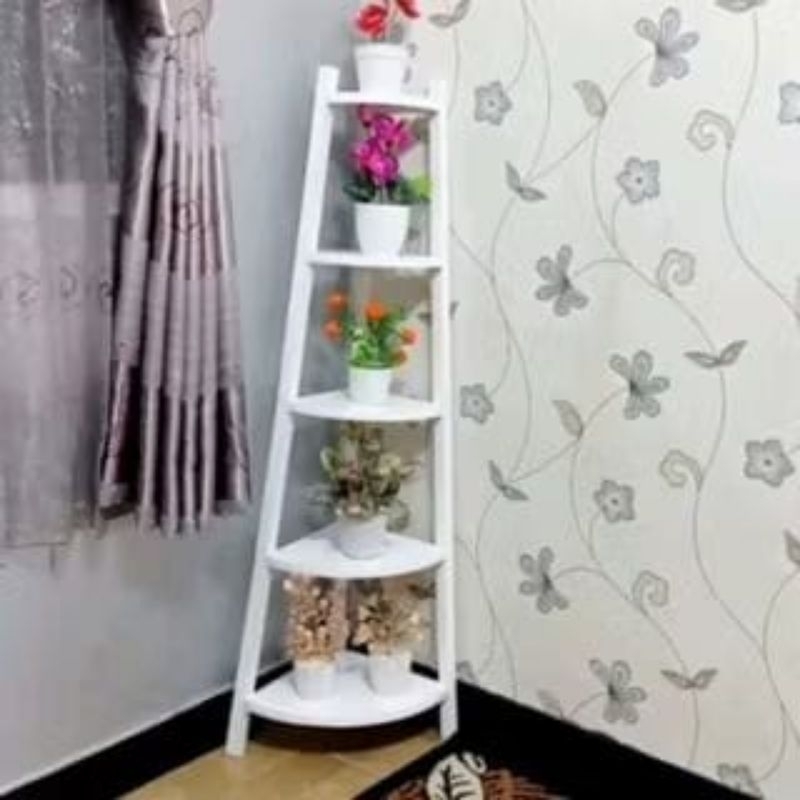 Jual Rak Kayu Sudut Ruangan //Rak Bunga//Rak Foto//dekorasi Ruang tamu ...