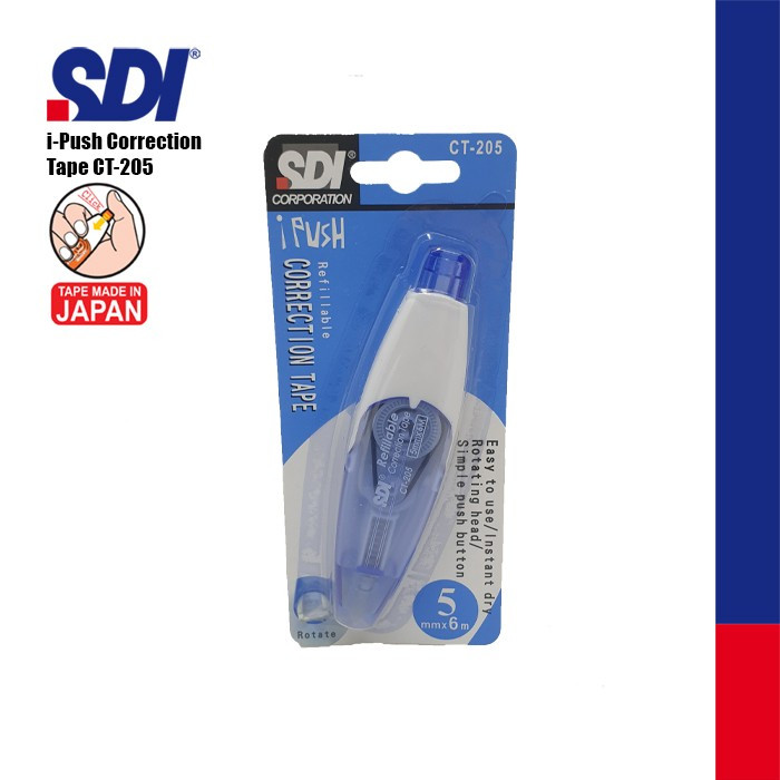 Jual SDI CT-205 i-Push Correction Tape / Tip-ex Pita (5mm x 6m) | Shopee Indonesia