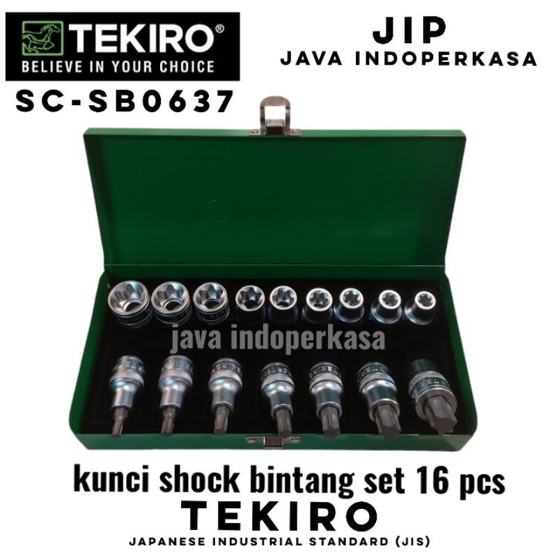 Jual TEKIRO SC-SB0637 star bit socket set 16 pcs mata kunci shock bintang set isi 16 pcs ...