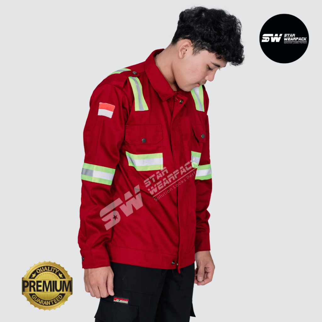 Jual Wearpack Atasan Lengan Panjang Warna Merah Maroon | Shopee Indonesia