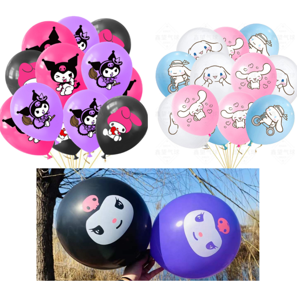 Jual Balon latex 12inch sanrio kuromi cinnamoroll melody 10pcs balloon ...