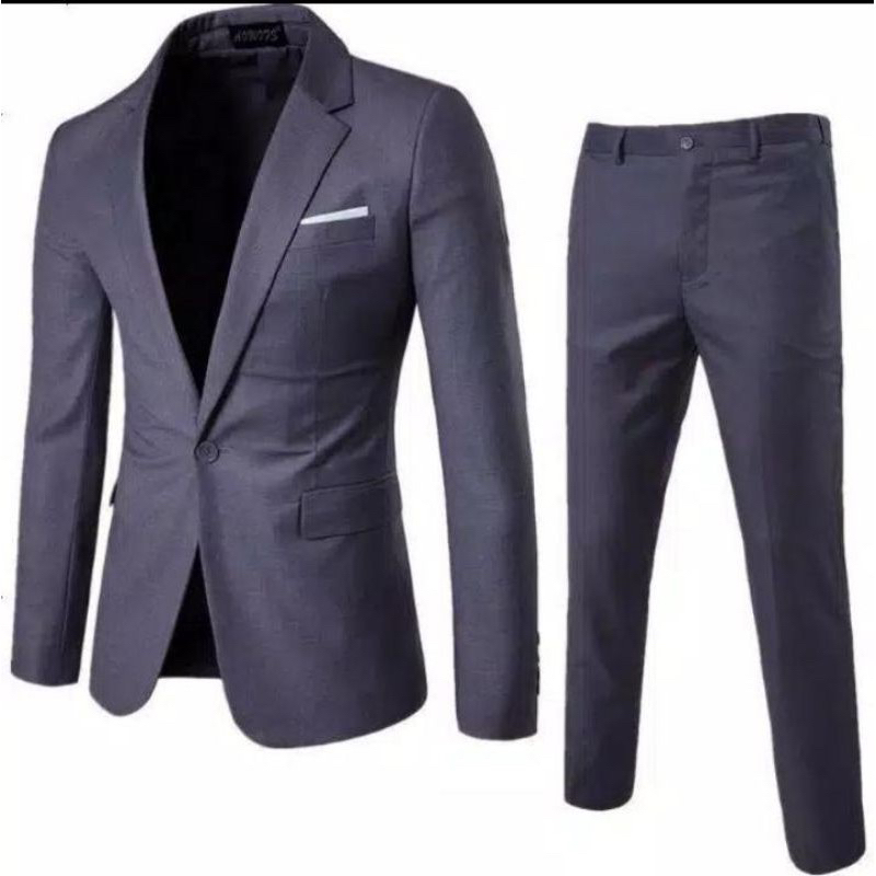 Jual SETELAN JAS PRIA SEMI WOOL 2IN1 jas pengantin pria / jas pria formal / jas blazer / baju ...