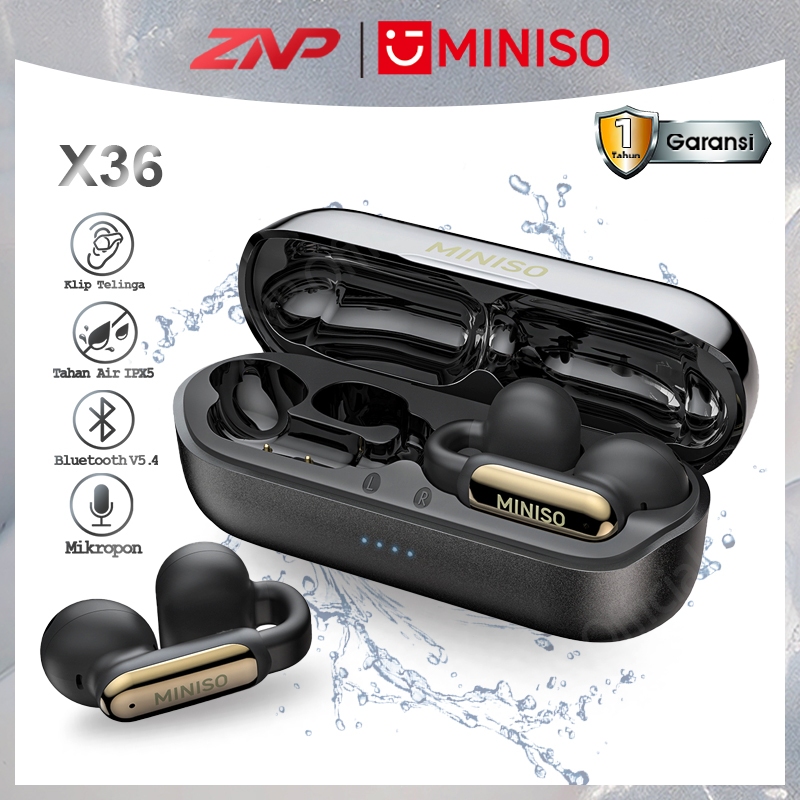 Jual ZNP X MINISO X36 Headset Ear Clip Bone Conduction TWS True Wireless Bluetooth V5.4 Earphone ...