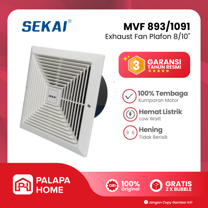 Jual Sekai Exhaust Fan Dinding MVF 893 8 Inch / 1091 10 Inch | Kipas Hexos Plafon Atap Dak ...