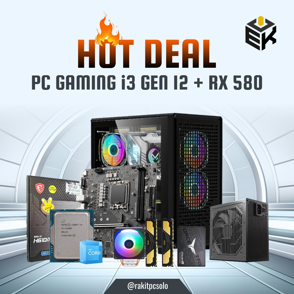 Jual PC Gaming Intel Core i3 12100f VGA RX 580 Ram 16Gb Siap Pakai - PC Saja | Shopee Indonesia