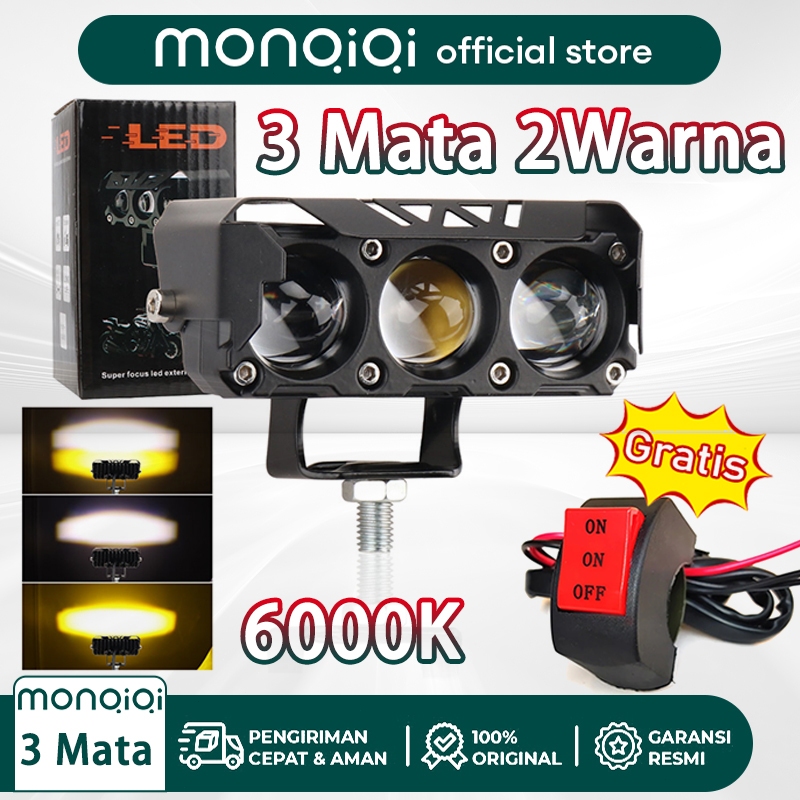 Jual Lampu Motor LED Super Terang 150W 10000LM Lampu SQL 3 Mata LED ...