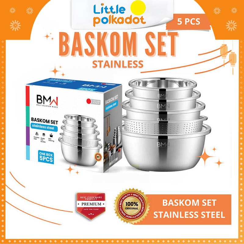 Jual 5 in 1 Kitchenware Baskom Stainless Wadah Cuci Beras Buah Sayur ...