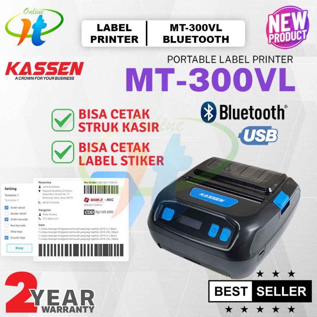 Jual Kassen MT300VL Mobile Printer Bluetooth 80mm Portable MT-300VL MT ...
