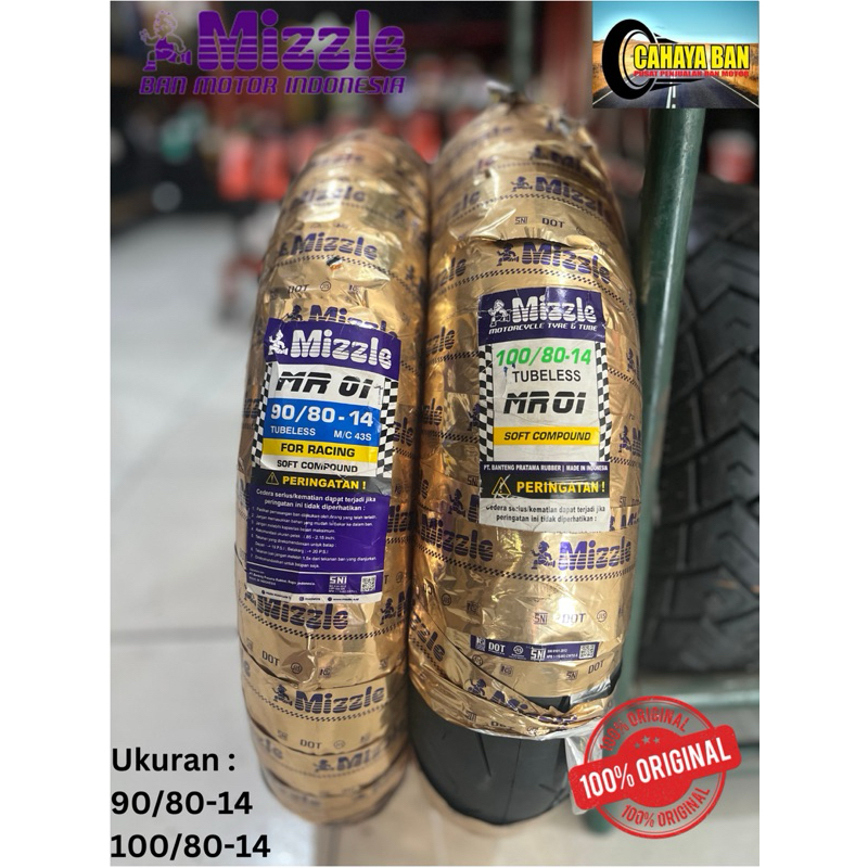 Jual BAN LUAR TUBELESS MIZZLE MR 01 RING 14 90/80-14 100/80-14 RACING ...