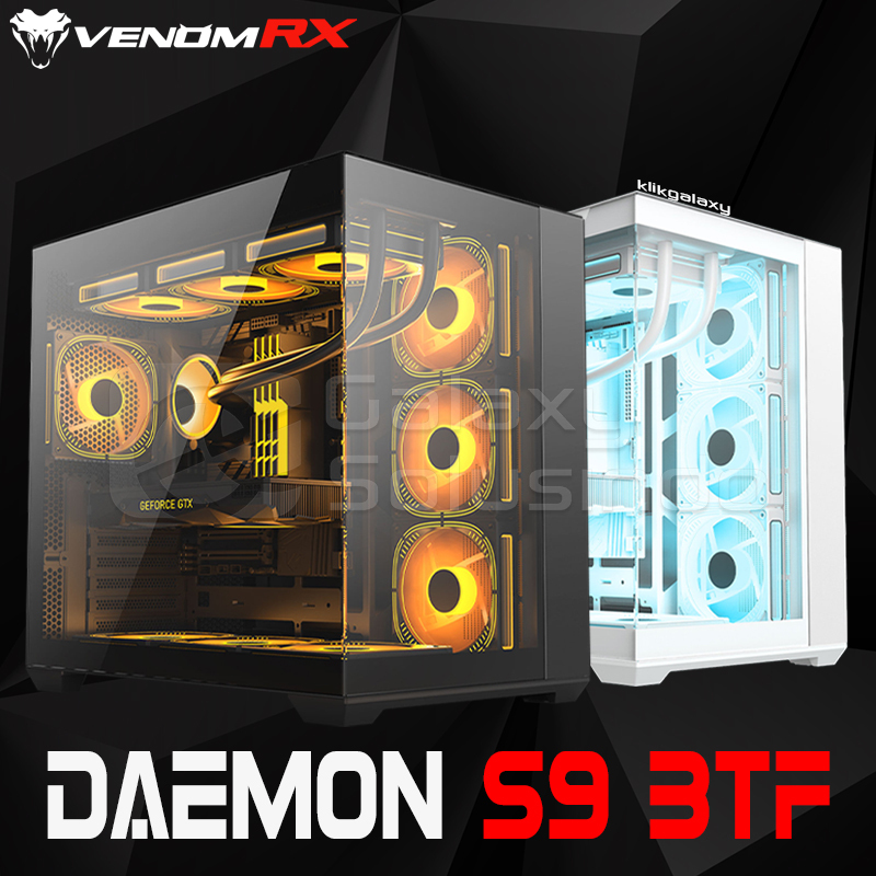Jual VenomRX DAEMON S9 BTF Tempered Glass ATX Gaming Case - Black White ...