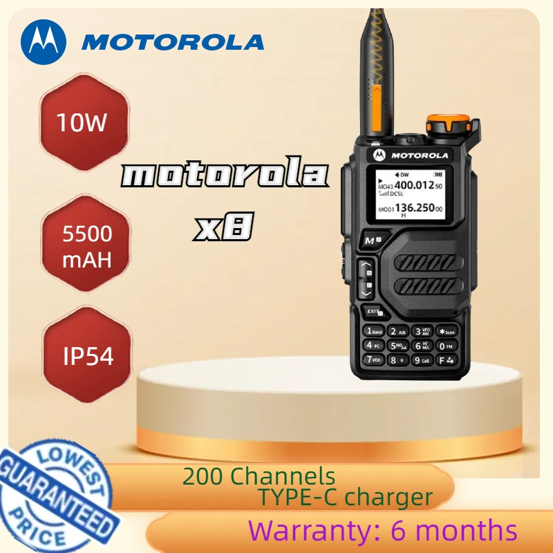 Jual K Headset HT Motorola X8 Walkie-talkies 10W High-Power 5500mAh 200 Channel Two Way Radio ...