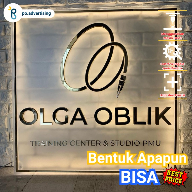 Jual Papan Nama Toko Akrilik LED Custom Logo Clinik Coffee Shop Butik ...