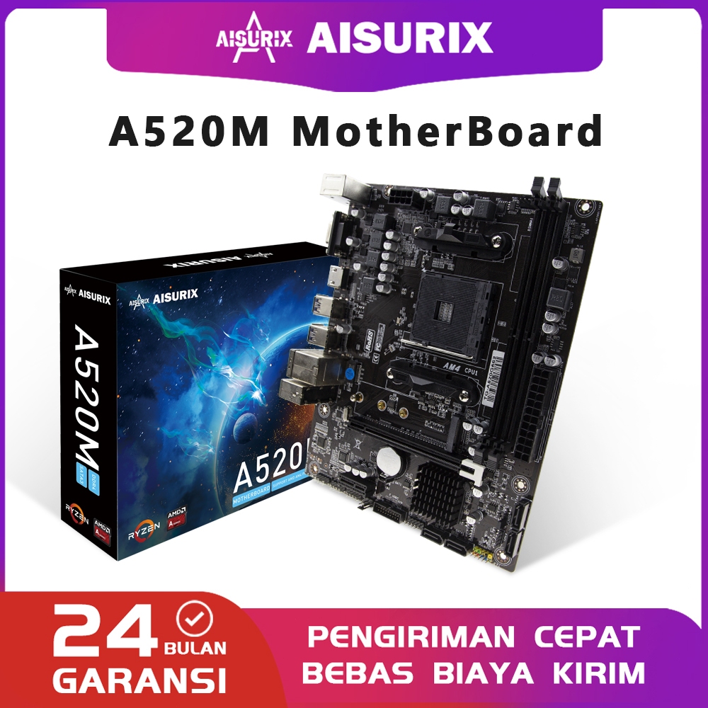 Jual AISURIX Motherboard A520M ATX (AM4, DDR4, USB3.0)2400/2666/3200 ...