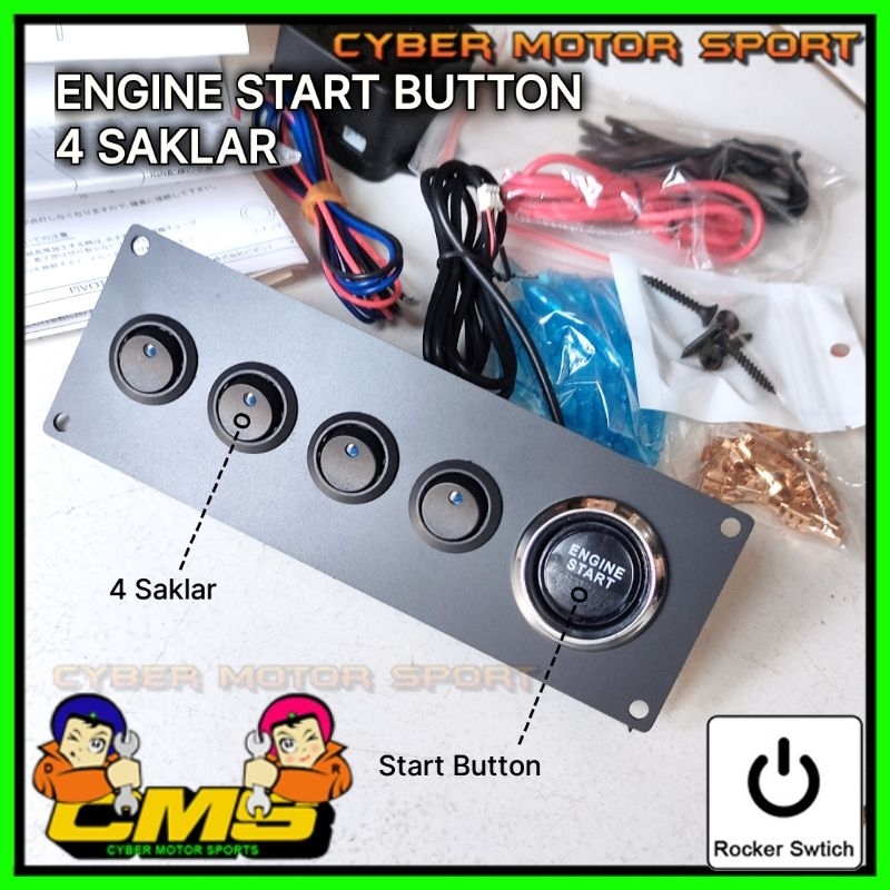 Jual Engine Start universal ignition switch start button black & carbon ...